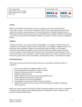 Privacy Policy - National Nursing Assessment Service